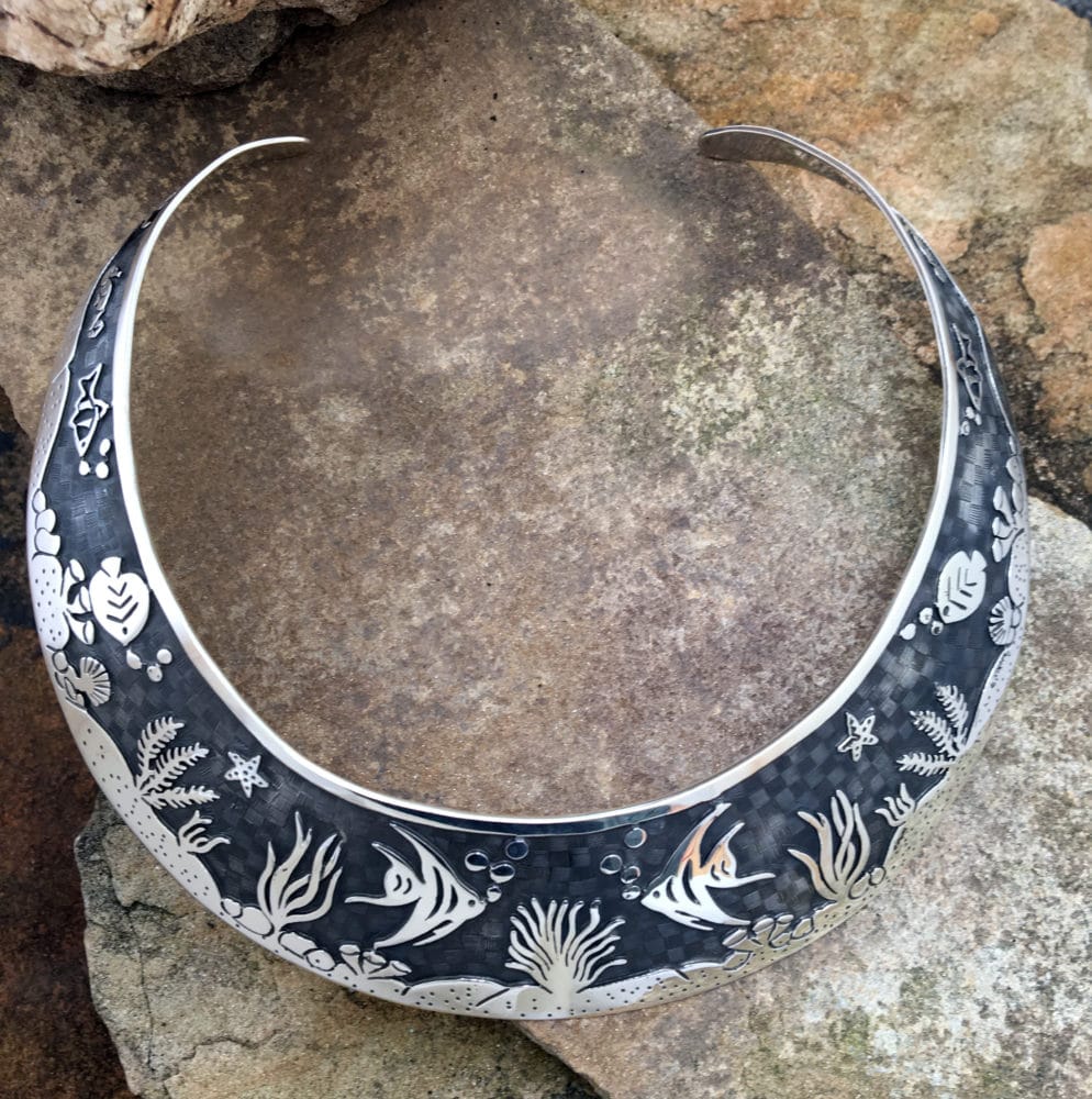 Sterling Silver Hand Worked Fish Collar : Elysium Inc